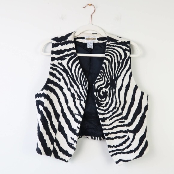 Vintage | Jackets & Coats | Vintage Zebra Print Vest Large | Poshmark